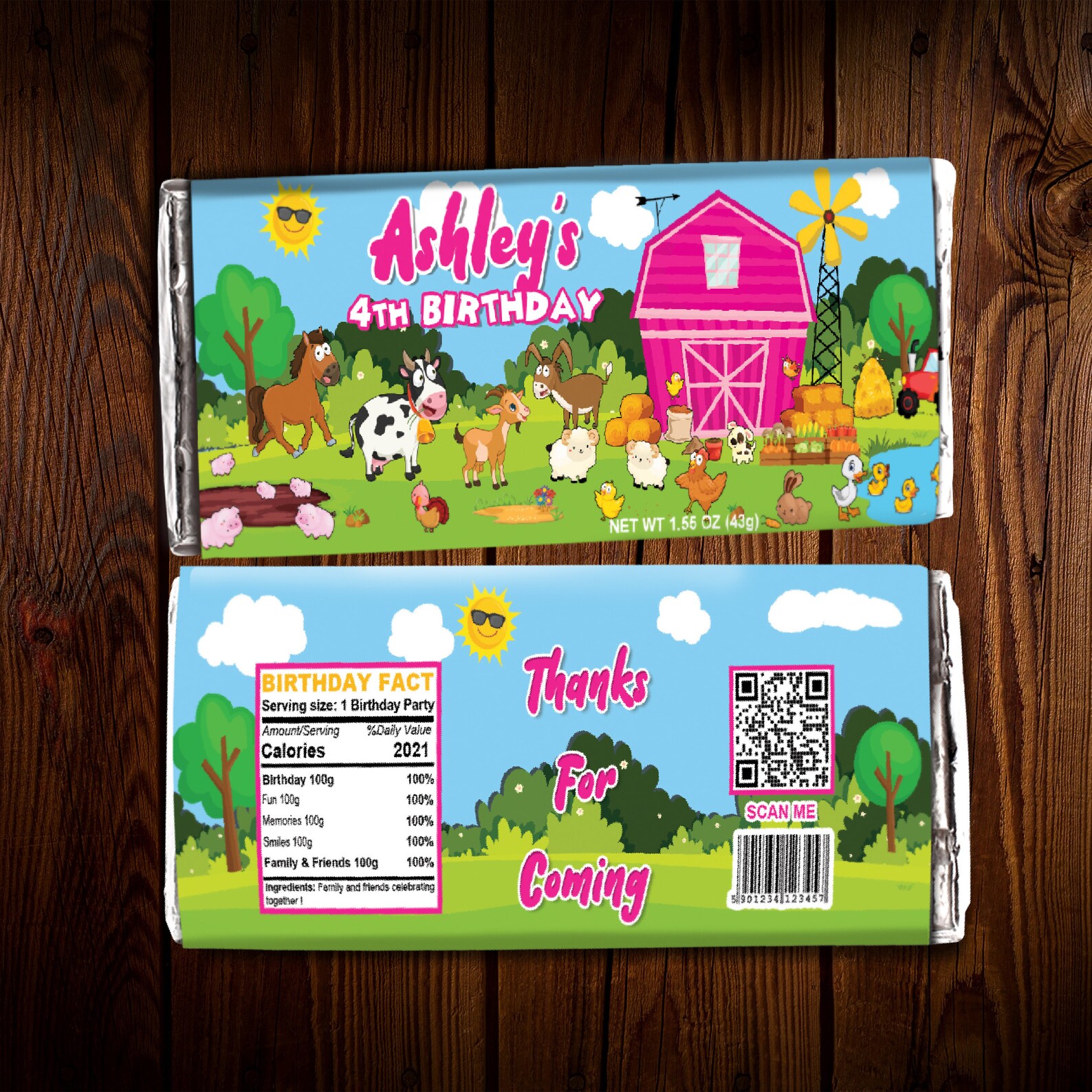 Farmhouse Theme Candy Bar Wrapper 1.55 Oz Candy Bar Farm House Candy ...