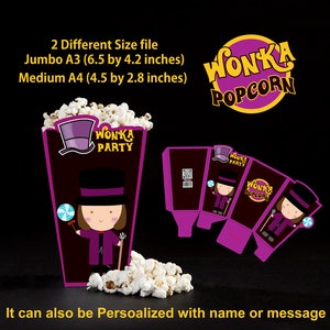 Buy Willy Wonka Popcorn Box for Wonka Birthday Party Food Box Online in ...