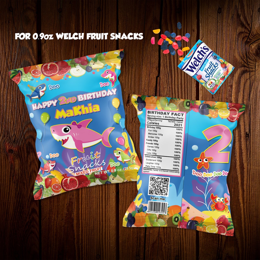 Pink Shark Baby Fruit Snacks Labels Welch's Labels Fruit Snack Wrapper ...