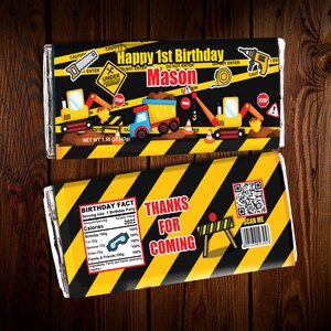 Construction Party Favor Wrappers: Bottle, Candy, Chip Bag (digital ...