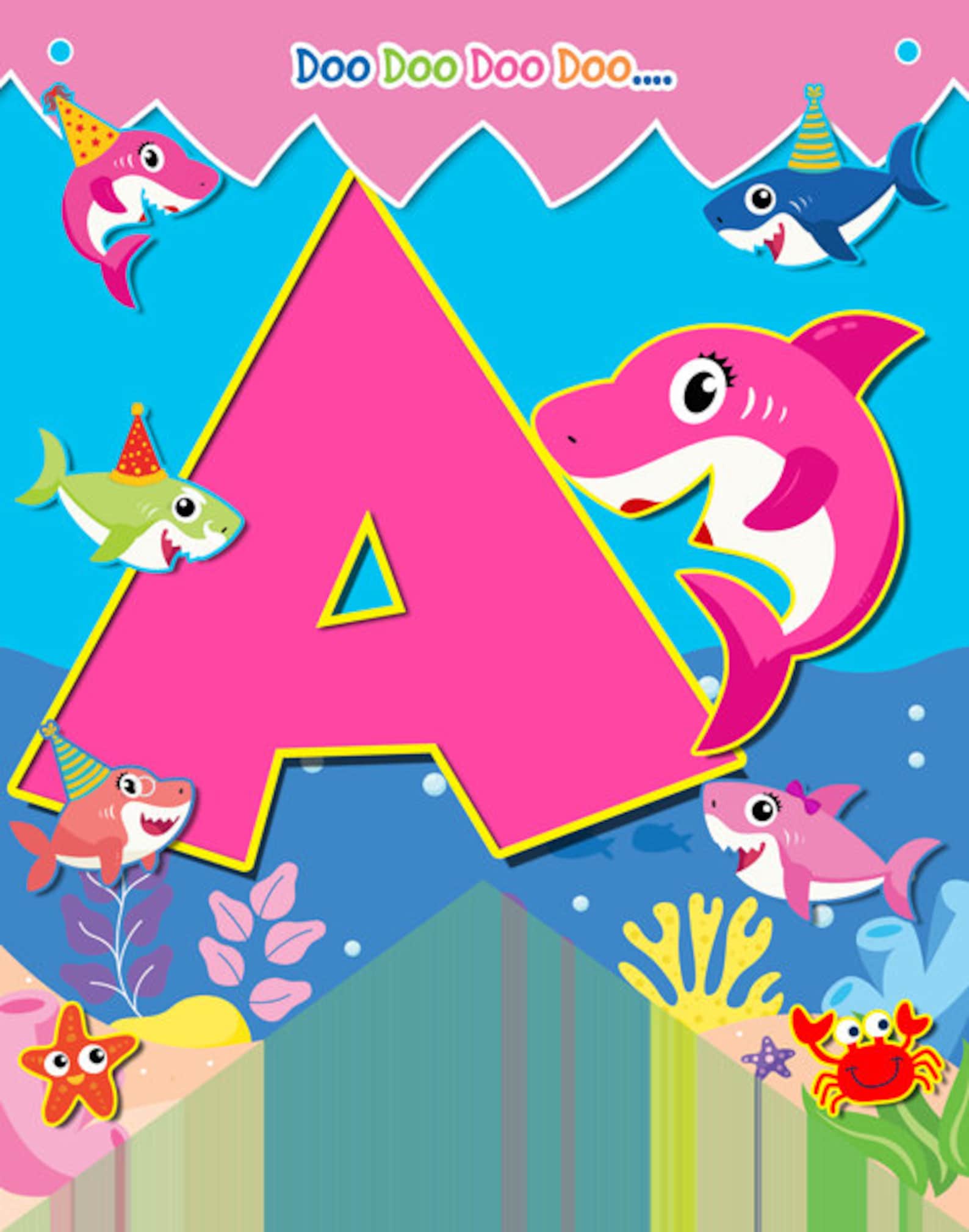Baby Pink Shark Banner Girl Pink Shark Baby Theme Personalized | Etsy