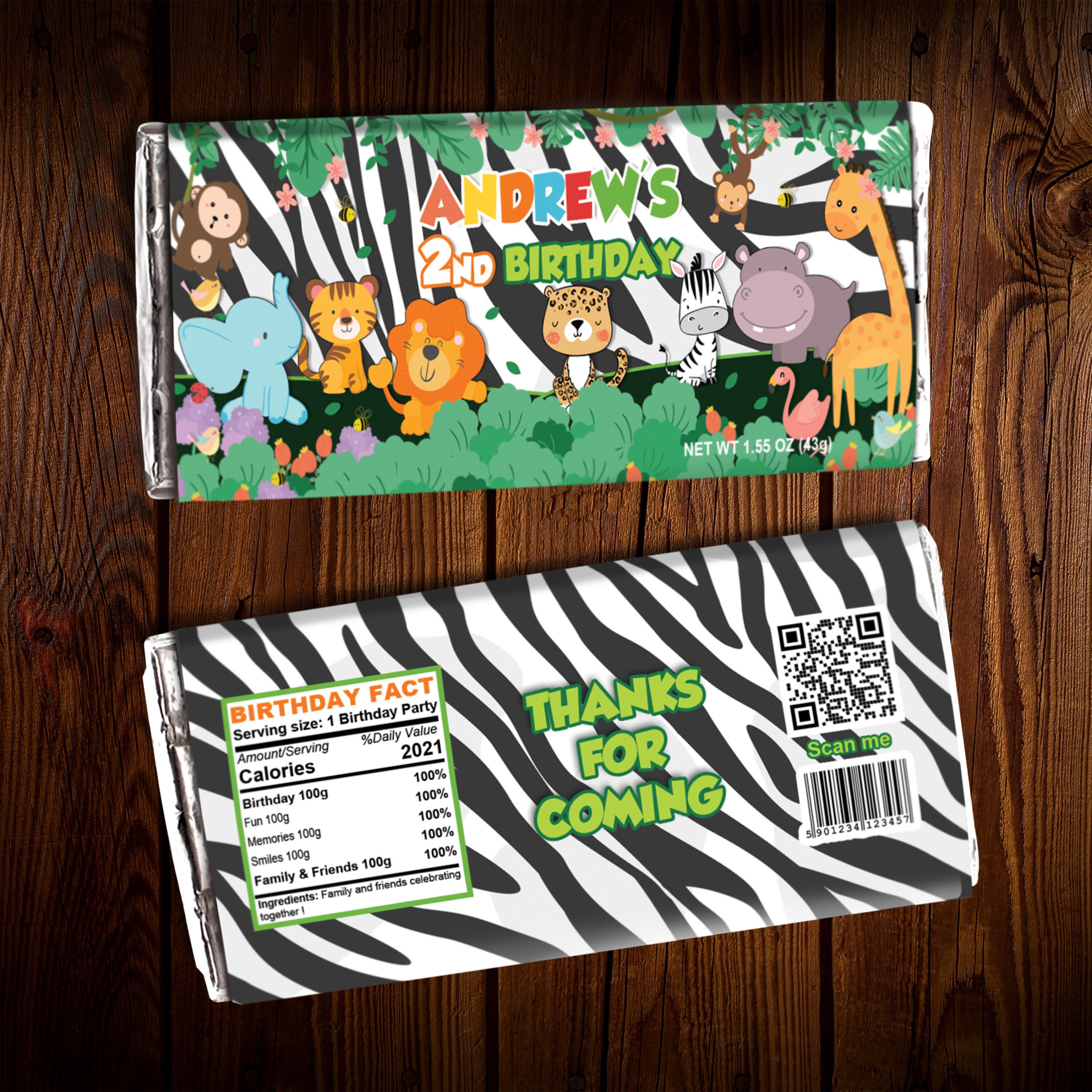 Animal Theme Candy Wrapper Hershey's Bar Jungle Chocolate | Etsy