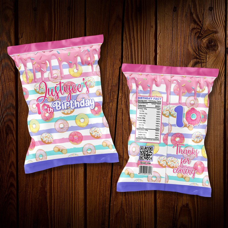 Donut Birthday Favor Set Bundle Bottle Wrapper Caprisun Label | Etsy