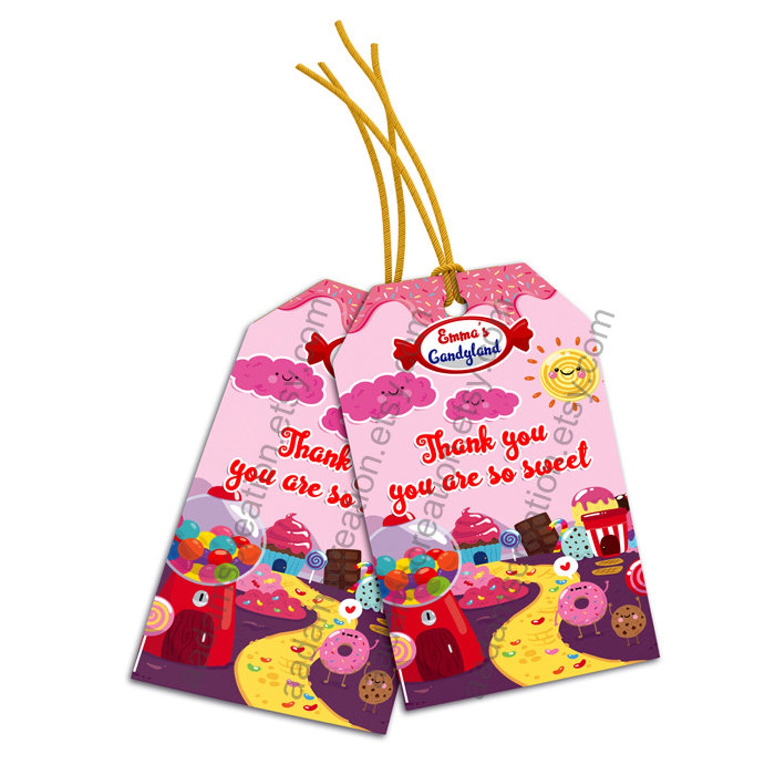 Candyland Birthday Gift Tag Candy Land Gift Tag Printables | Etsy