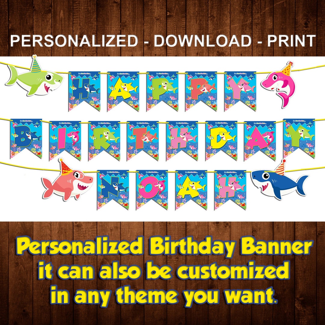 Shark Baby Banner Boy Blue Shark Banner for Boy Personalized Boy Shark ...