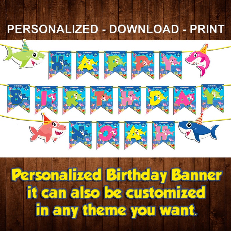 Baby Shark Banner Boy Blue Shark Banner for Boy Personalized | Etsy