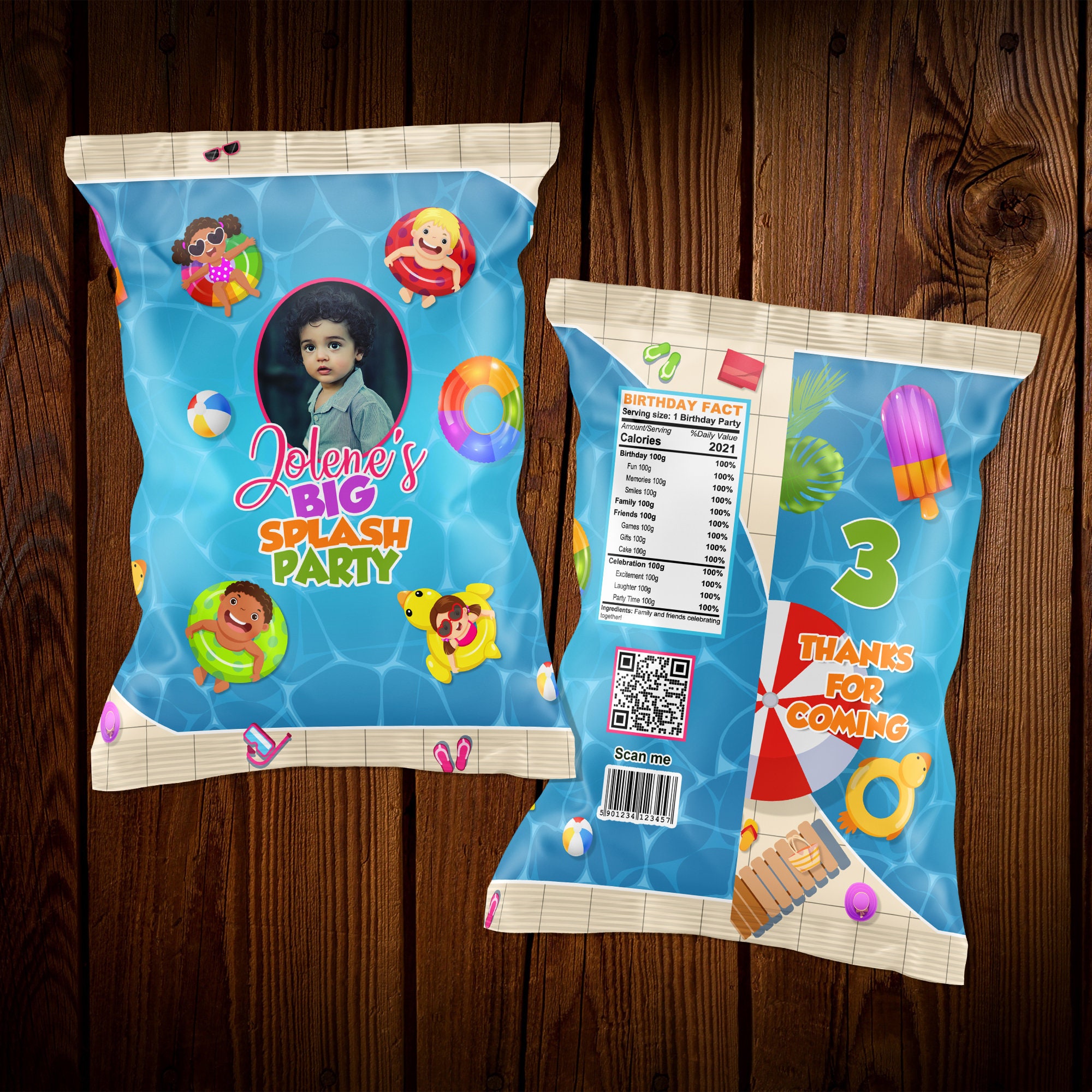 Splash Theme Chip Bags Blue Swimming Birthday Pool Party - Etsy