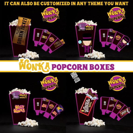 Willy Wonka Popcorn Box for Wonka Birthday Party Food Box | Etsy