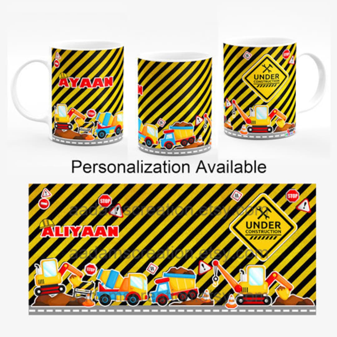 Construction Theme Personalized Sublimation 11oz Mug Template Image ...