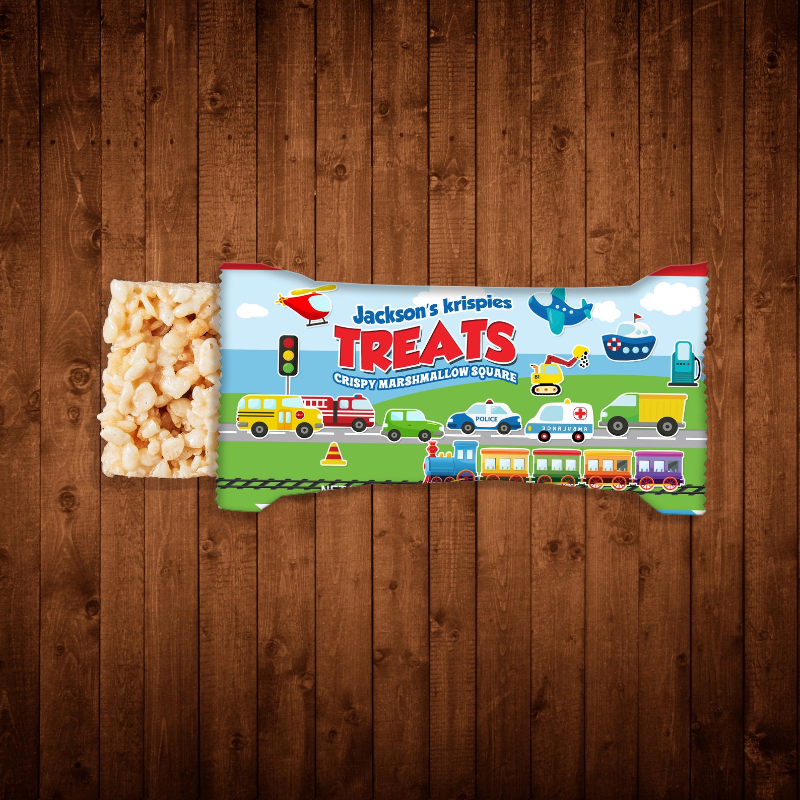 Vehicle Rice Krispies Treat Label Candy Wrapper Personalized Party ...