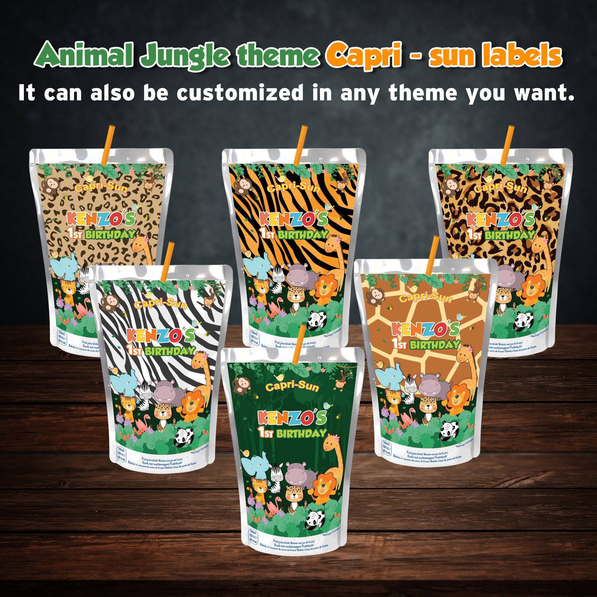 Animal Capri Sun Label Wrappers Jungle Safari Capri Sun Juice - Etsy
