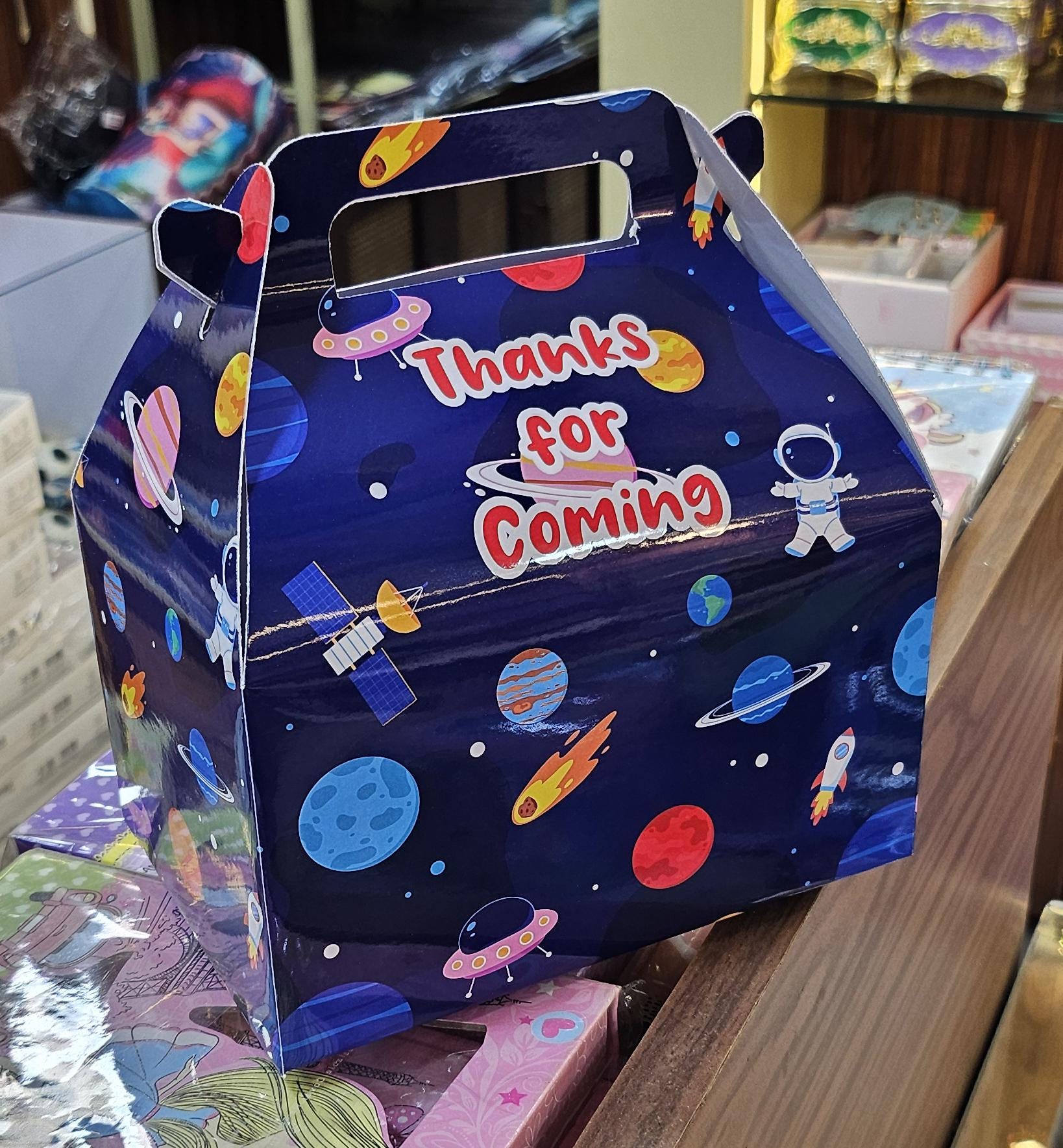 Personalized Space Theme Gable Treat Boxes, Astronaut Birthday Party ...