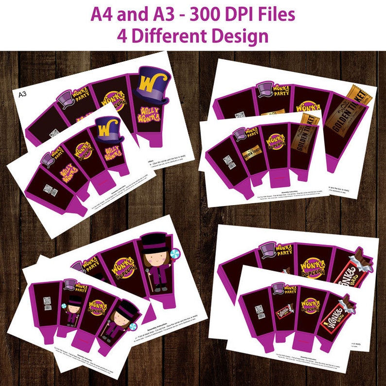 Buy Willy Wonka Popcorn Box for Wonka Birthday Party Food Box Online in ...