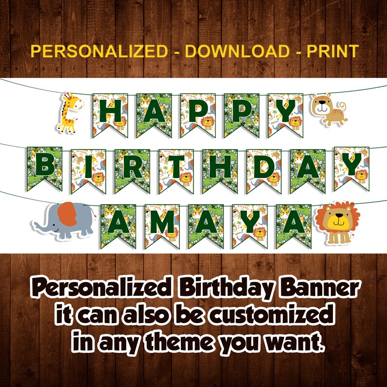 Jungle Theme Banner Animal Safari Personalized Garland Nursery - Etsy