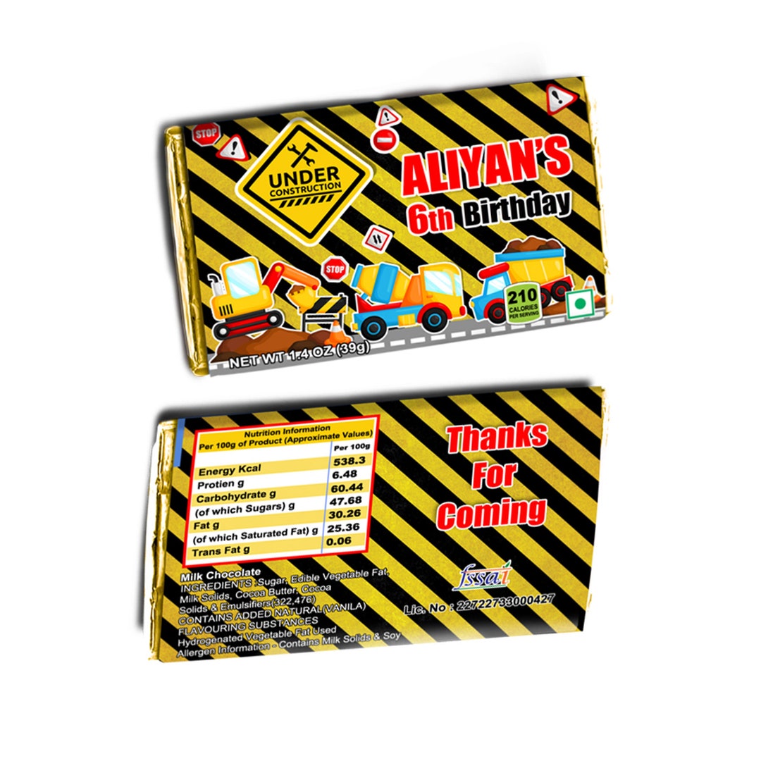 Construction Theme Homemade Candy Bars Under Construction Chocolate Bar ...