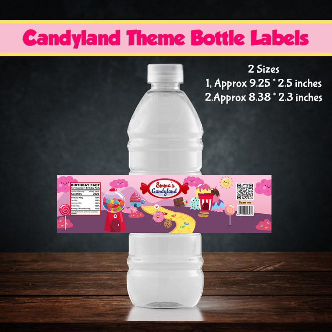 Candyland Theme Water Bottle Label Personalized Wrapper Labels Favors ...