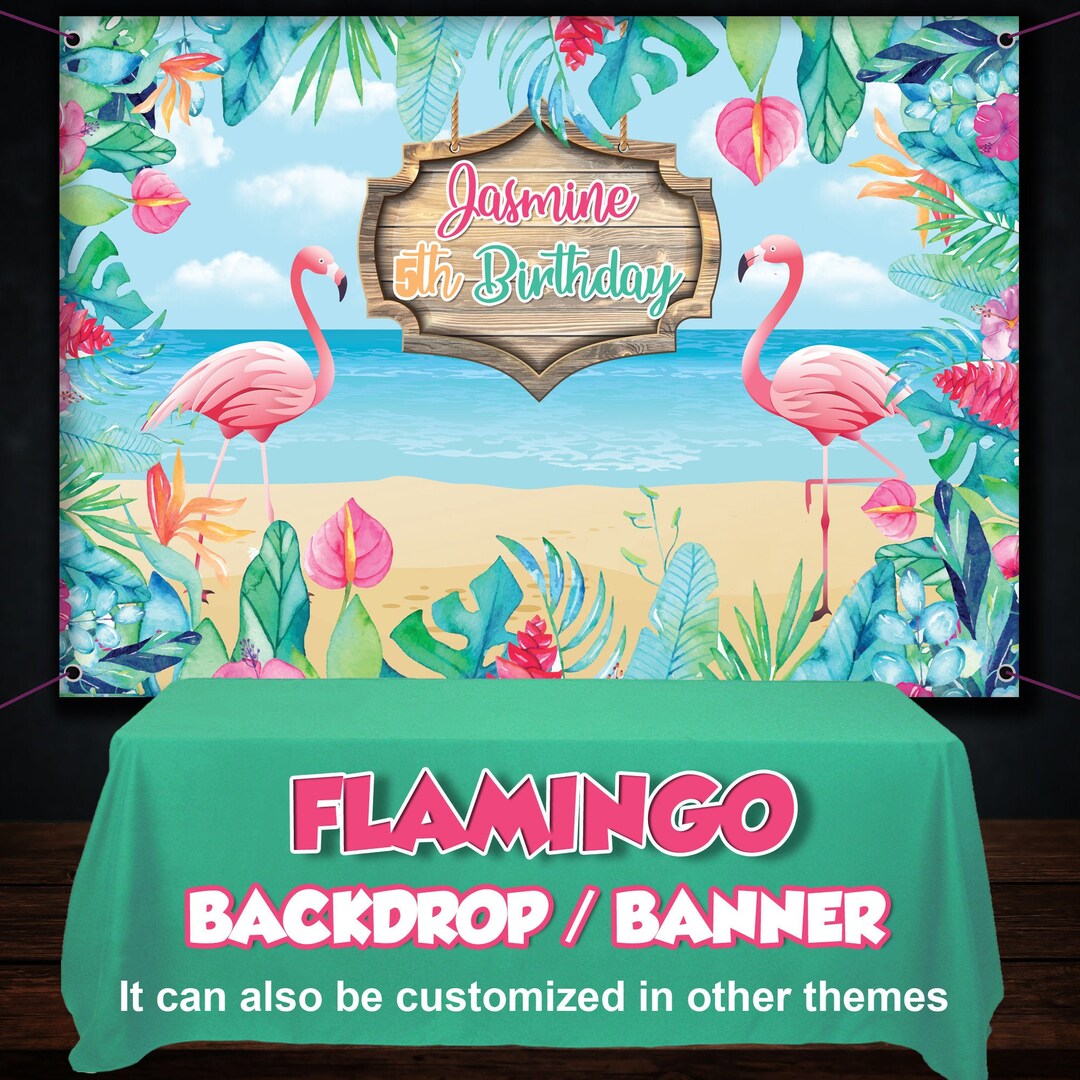 Flamingo Backdrop Flamingo Theme Printed Backdrop Flamingo Birthday ...
