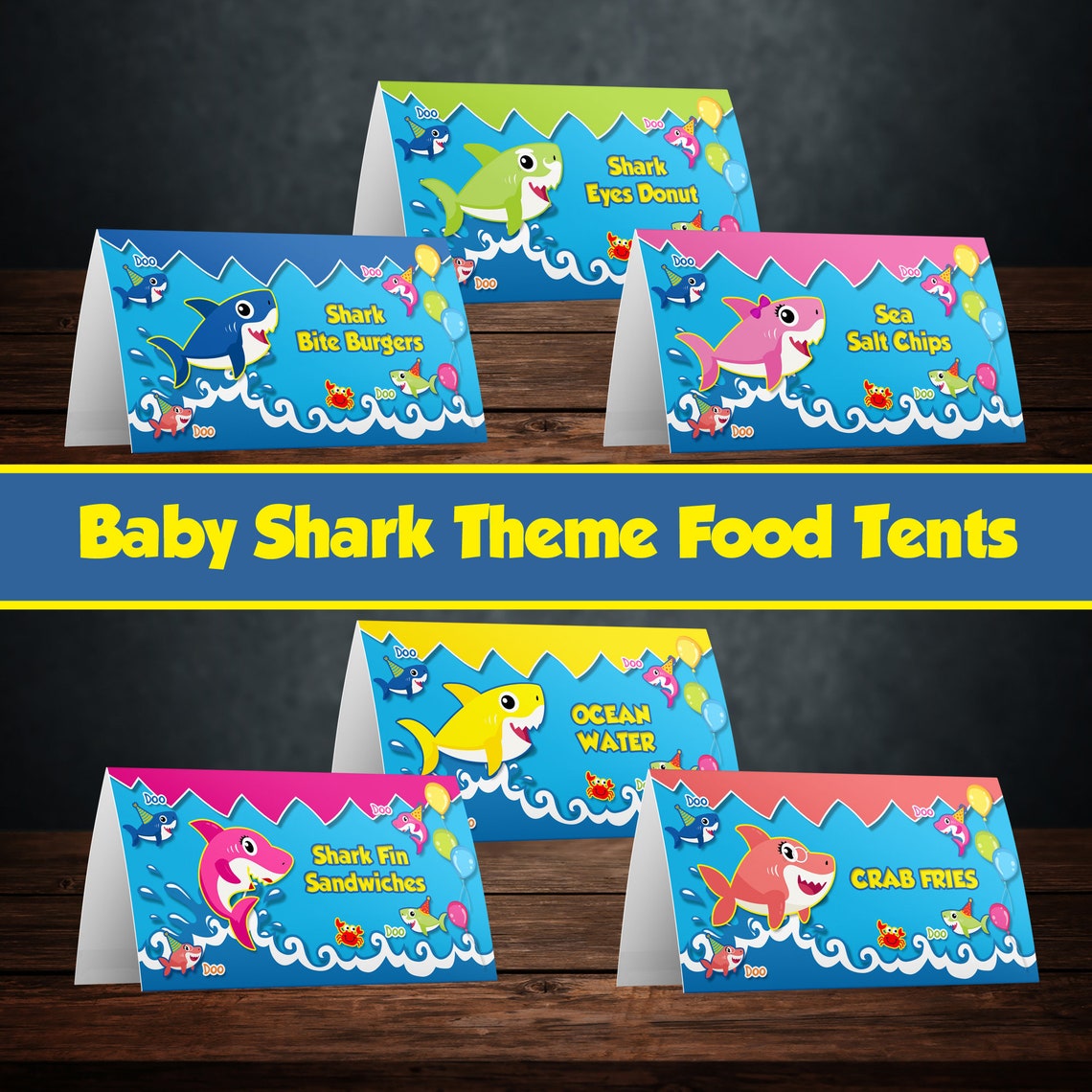 Shark Food Tent Pink Shark Food Card Shark Food Labels Personalized ...