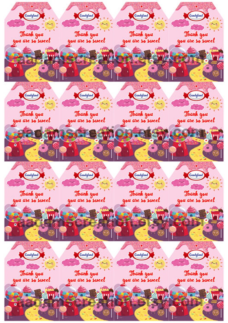 Candyland Birthday Gift Tag Candy Land Gift Tag Printables | Etsy