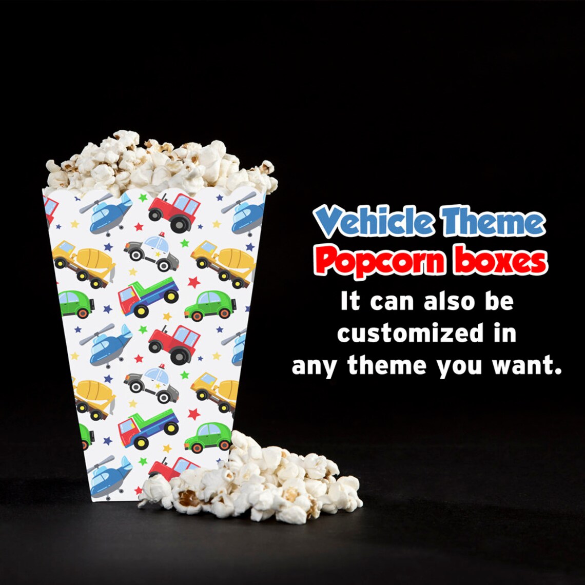 Vehicle Theme Popcorn Box Cars Theme Custom Popcorn Boxes - Etsy