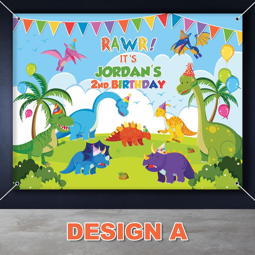 Dinosaur Backdrop Dinosaur Birthday Banner Dinosaur Roar Birthday ...