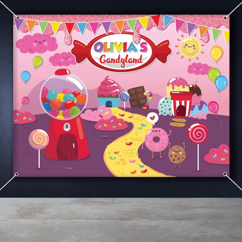 Candyland Theme Backdrop Printed Candy Land Birthday | Etsy