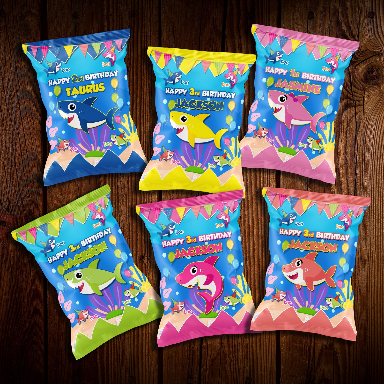 Blue Shark Theme Chip Bags Blue Boys Yellow Potato Chips Bag - Etsy