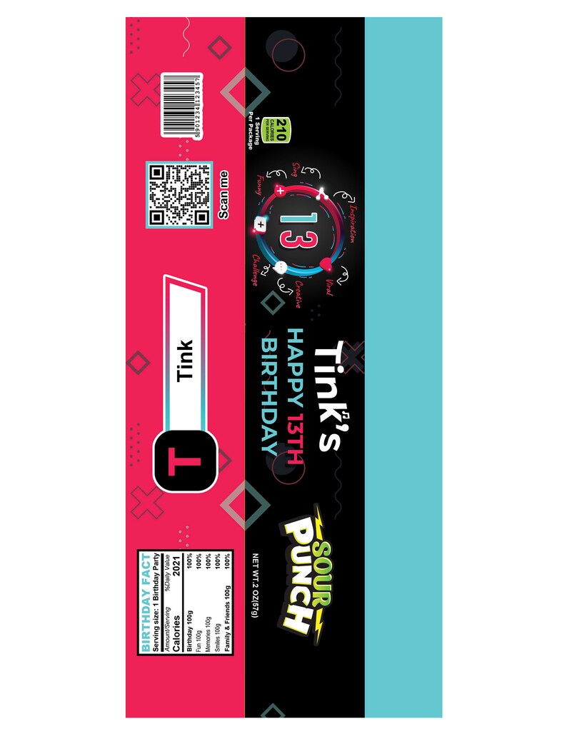 Tik Tok Theme Sour Punch Label Wrapper Tik Tok Sour Punch | Etsy