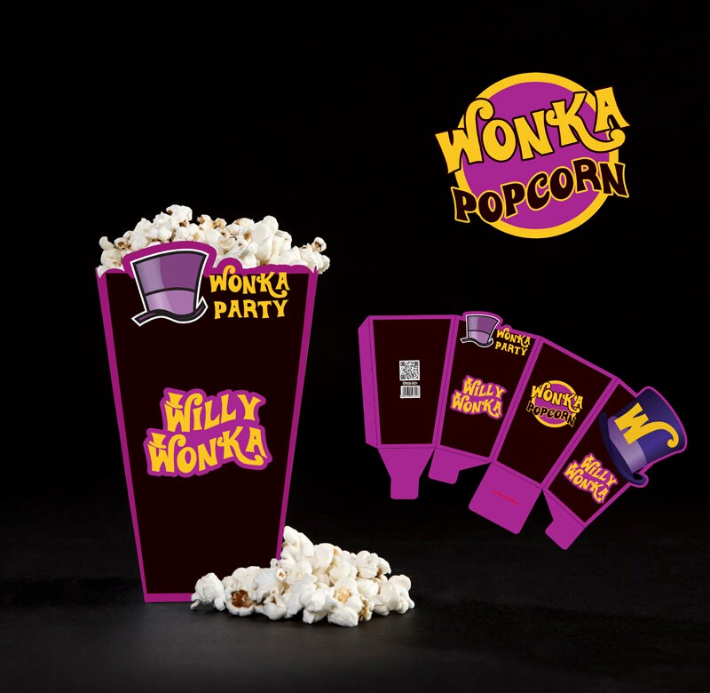 Willy Wonka Popcorn Box for Wonka Birthday Party Food Box | Etsy