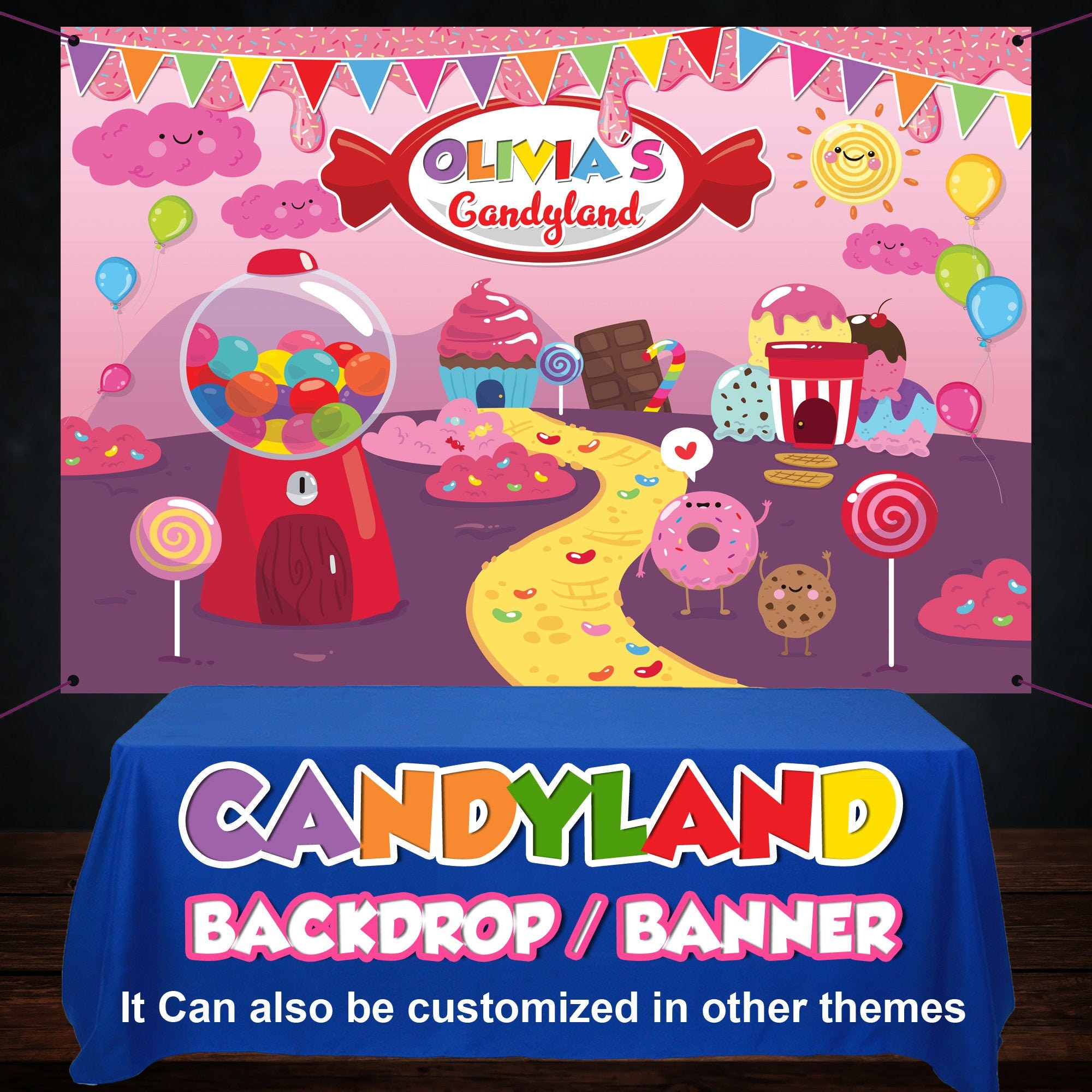Candyland Theme Backdrop Printed Candy Land Birthday | Etsy