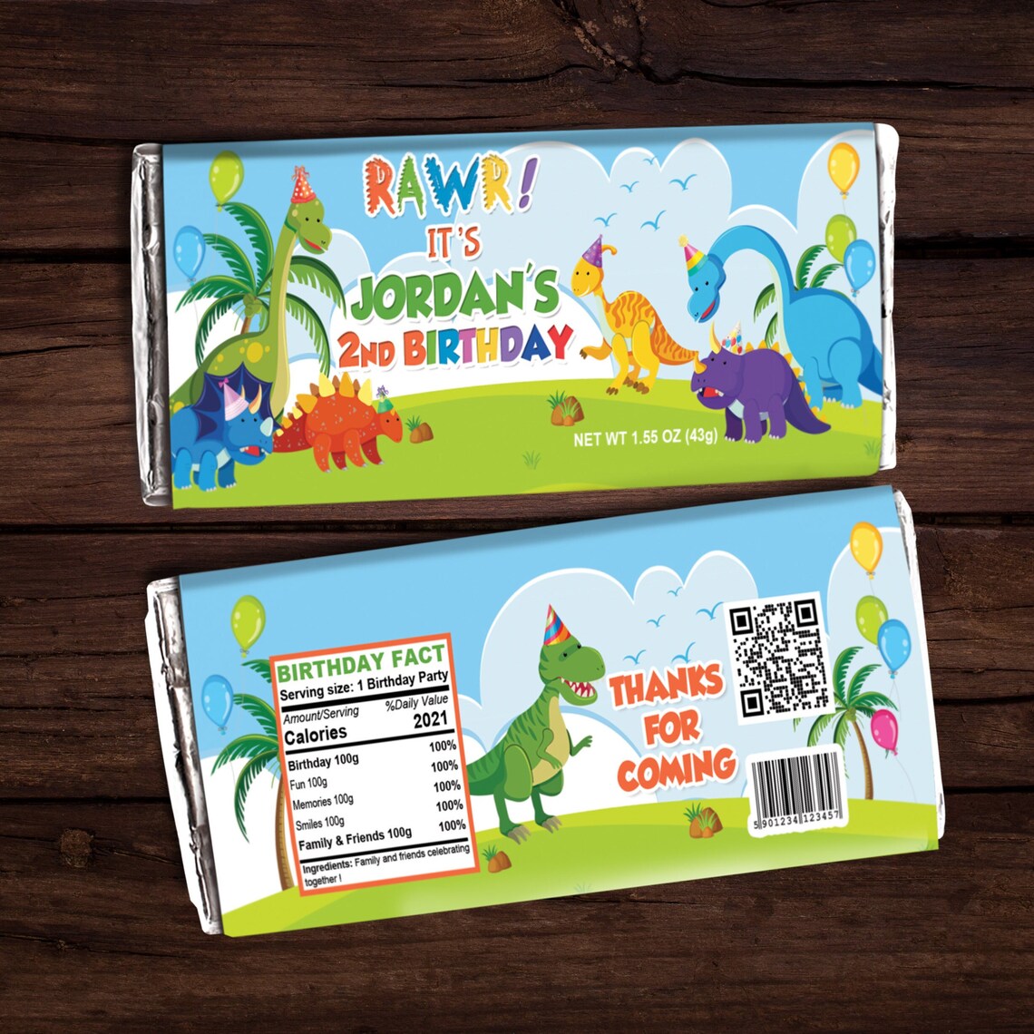 Dinosaur Candy Wrapper 1.55 Oz Bar Chocolate Wrapper Dinosaur - Etsy