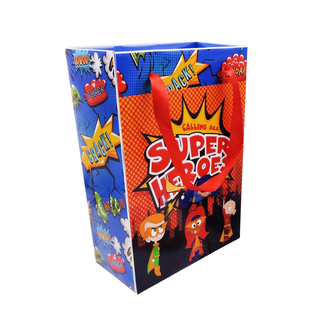 Superhero Party Favor Gift Bag Personalized Superhero Treat Bags Paper ...