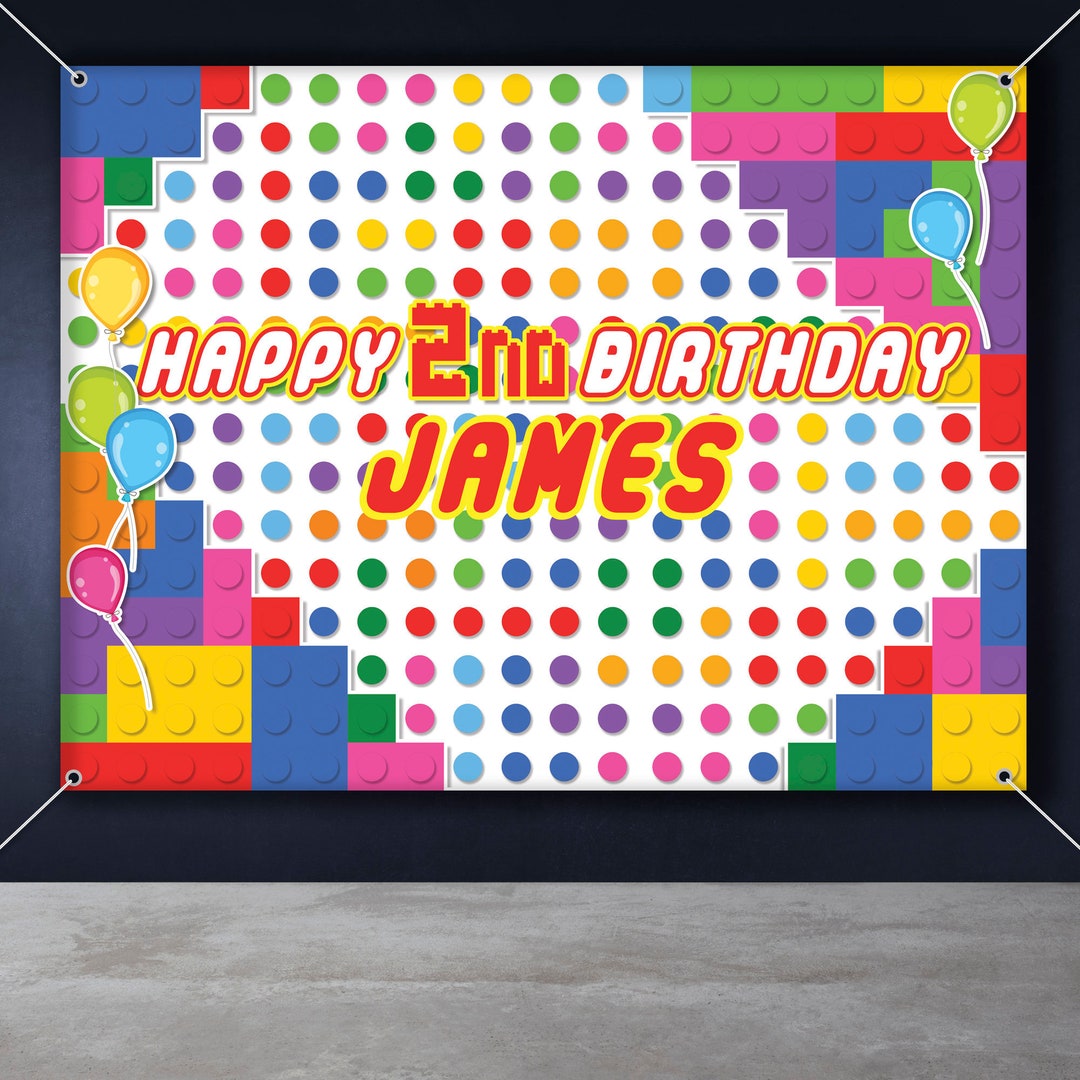 Building Blocks Banner Building Blocks Printed Birthday Backdrop ...