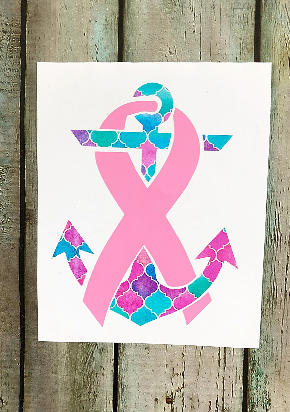 Breast Cancer Anchor Decal Pink Ribbon Decal Breast Cancer - Etsy