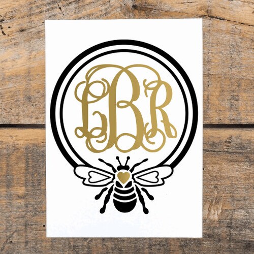 Queen Bee Monogram Car Decal Monogram Queen Bee Car Decal - Etsy