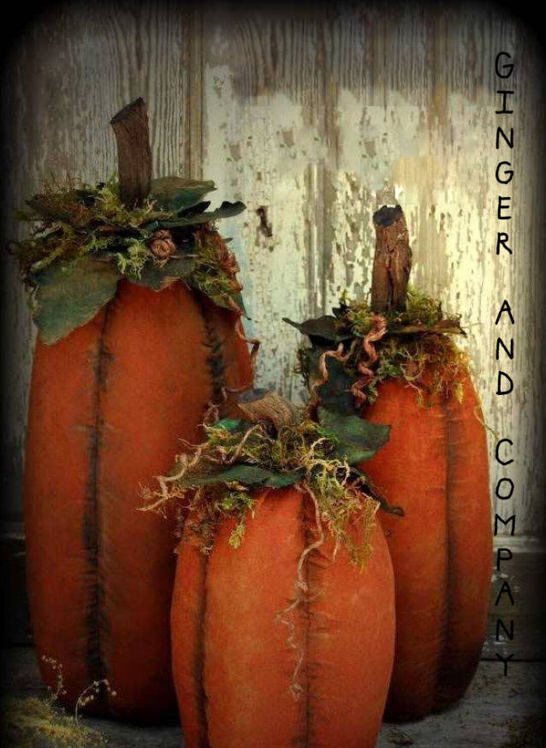 Tall Slim Folk Style Pumpkin Trio - Etsy