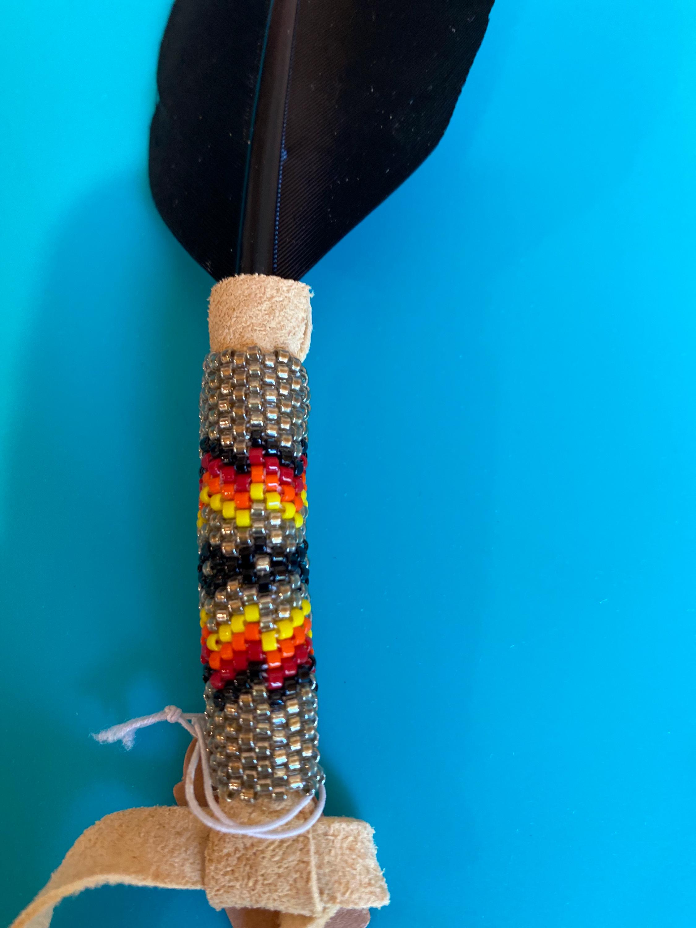 Native American Beaded Small Hat/hair Feather Made With Imitation Eagle ...