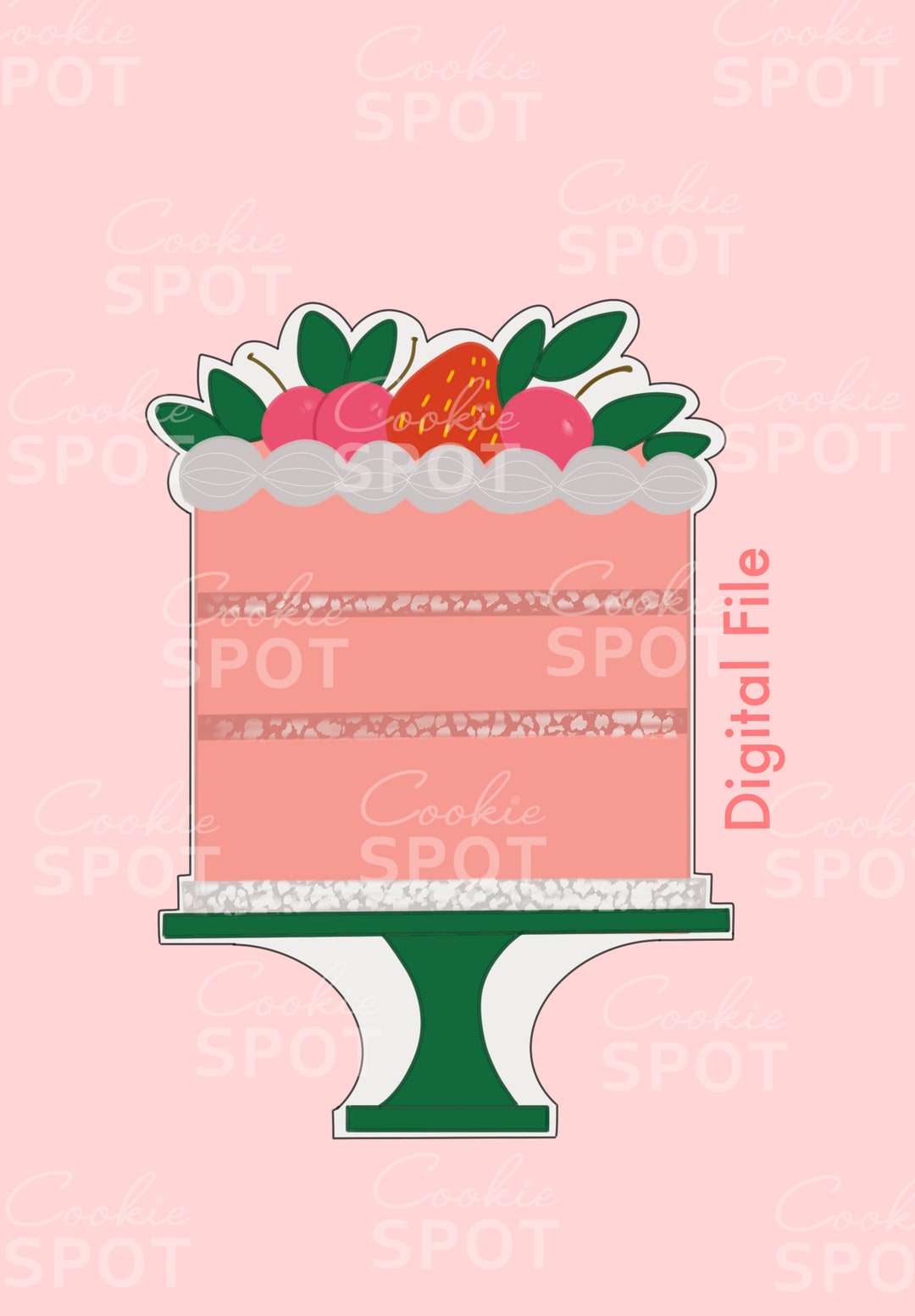 DIGITAL - Cake Cookie Cutter STL File Instant Download 4" Cookie Size ...