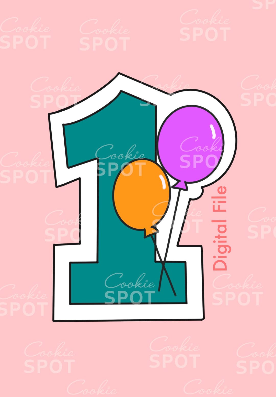 DIGITAL - Number 1 With Balloons Cookie Cutter STL File Instant ...