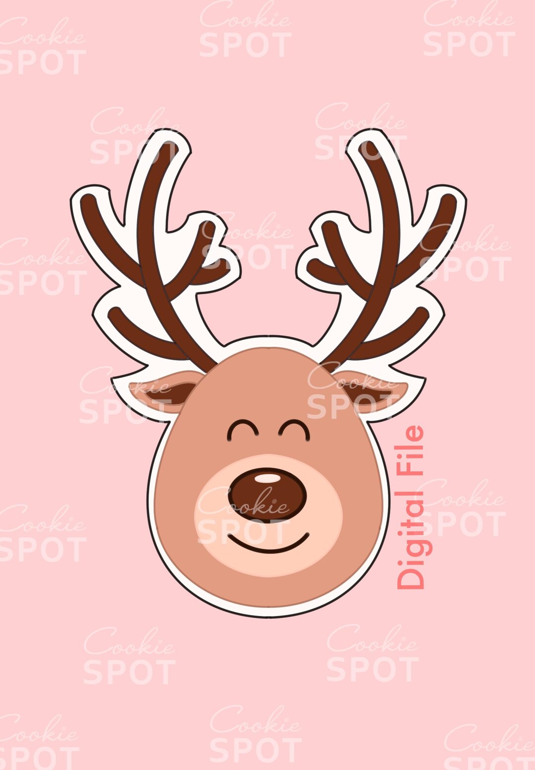 DIGITAL - Rudolf Head Cookie Cutter STL File Instant Download 4" Cookie ...