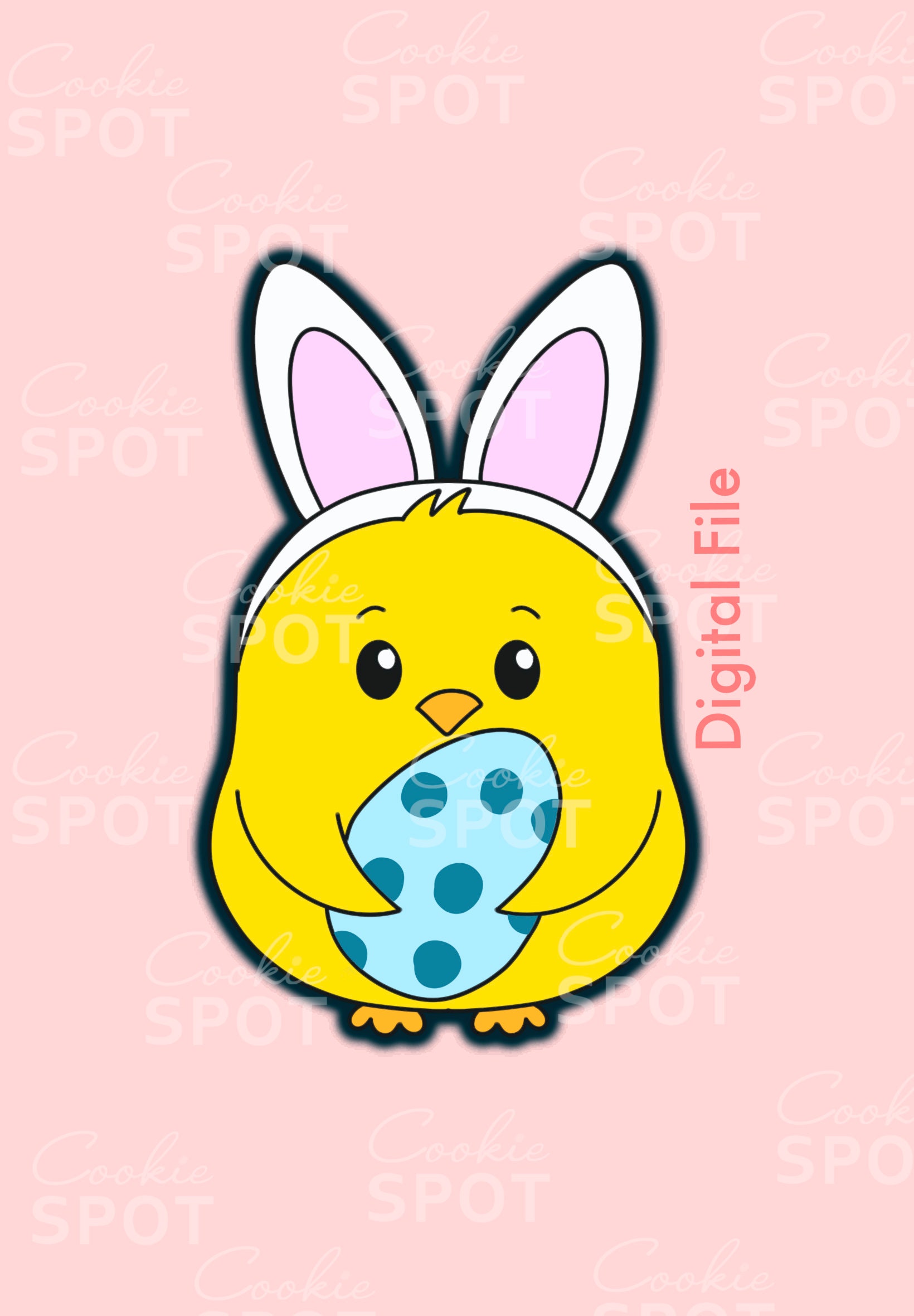 DIGITAL Chick With Bunny Ears Easter Cookie Cutter STL File Instant ...