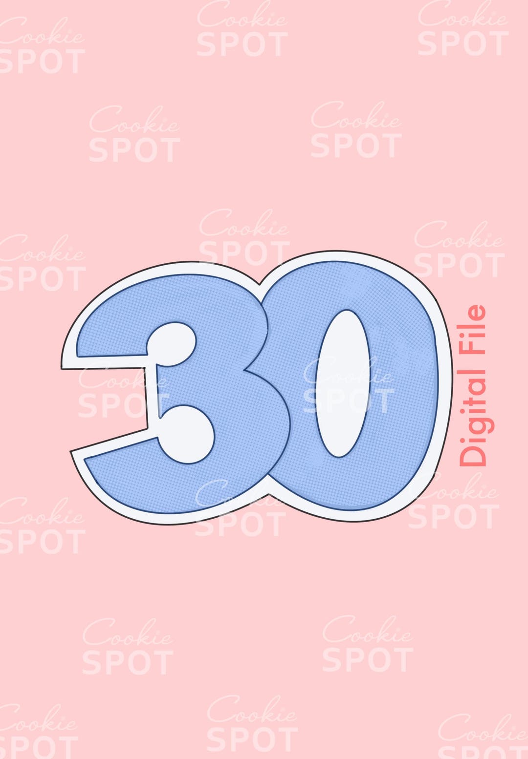 DIGITAL - Number 30 Cutter STL File Instant Download 3.5" Cookie Size ...