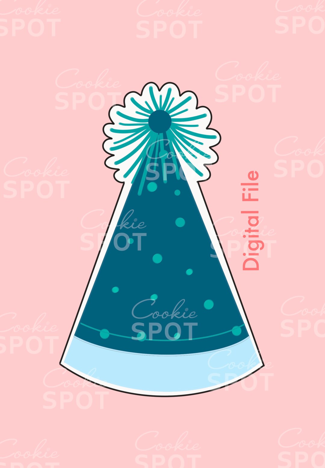 DIGITAL - Party Hat Cookie Cutter STL File Instant Download 4.5" Cookie ...