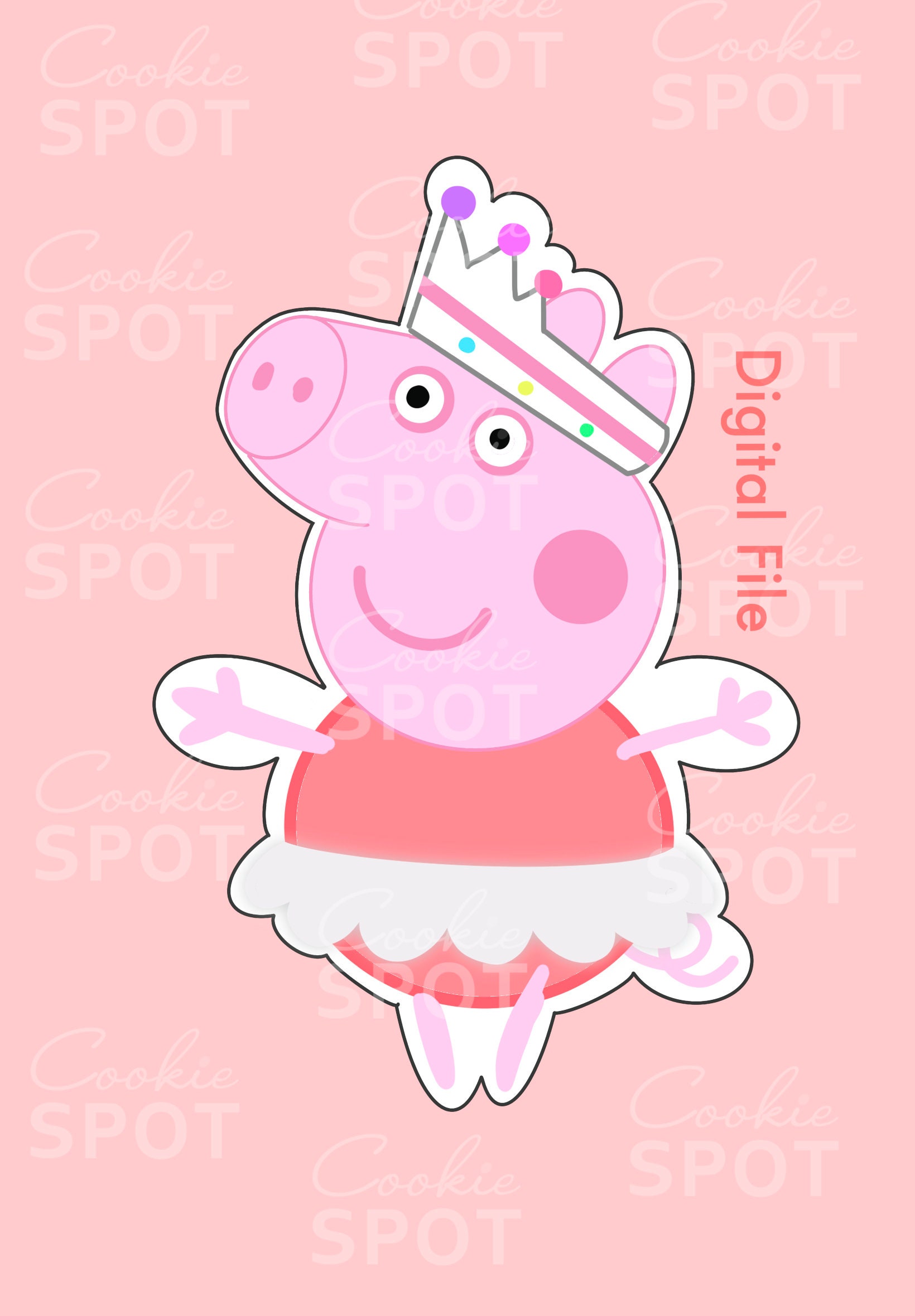DIGITAL Peppa Pig Ballerina Cookie Cutter STL File Instant Download 4.5 ...