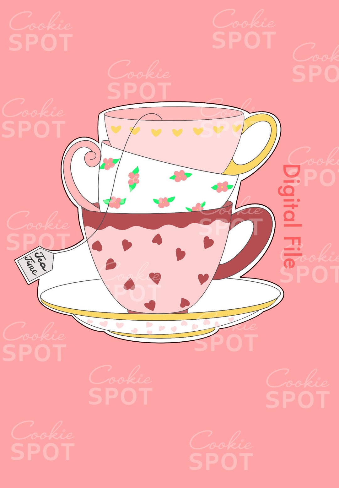 DIGITAL - Stacked Tea Cups Cookie Cutter STL File Instant Download 4.5 ...