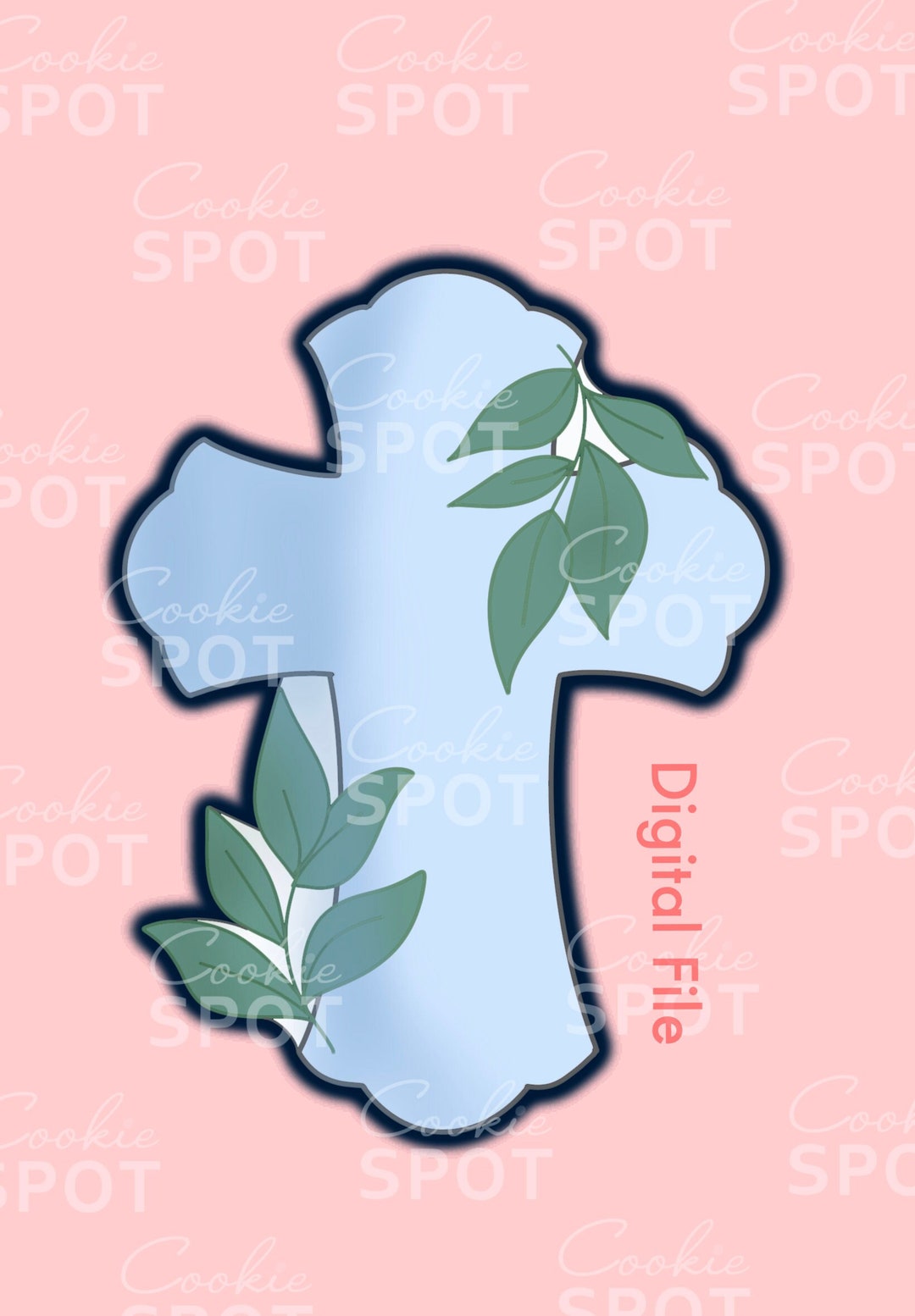 DIGITAL - Cross With Greenery Cookie Cutter STL File Instant Download 4 ...