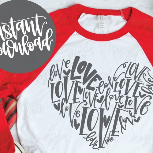 Love Heart Svg Hand Lettered Love Svg Valentines Day Etsy