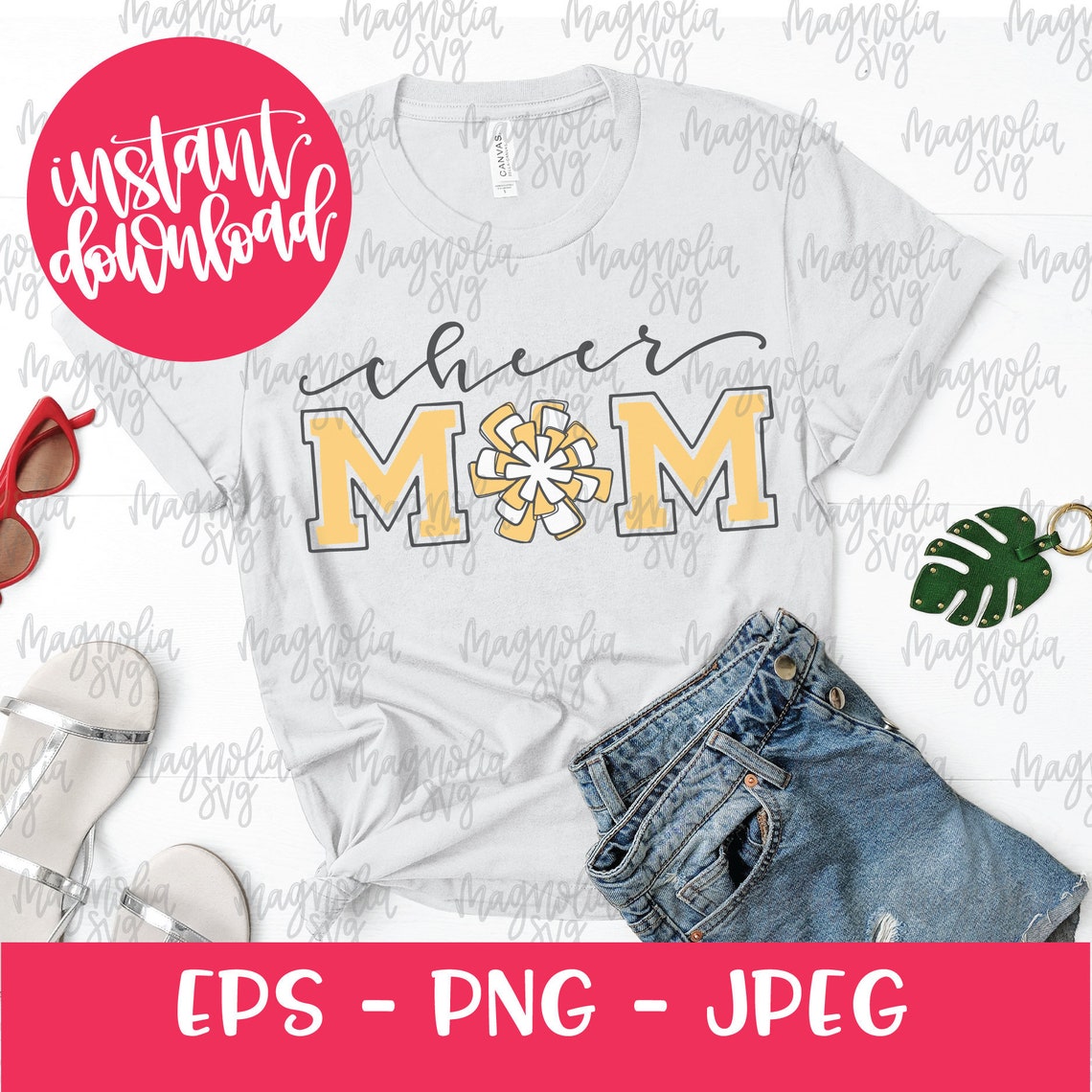 Cheer Mom Shirt Clip Art Gold Cheer Mom Tshirt Sublimation - Etsy