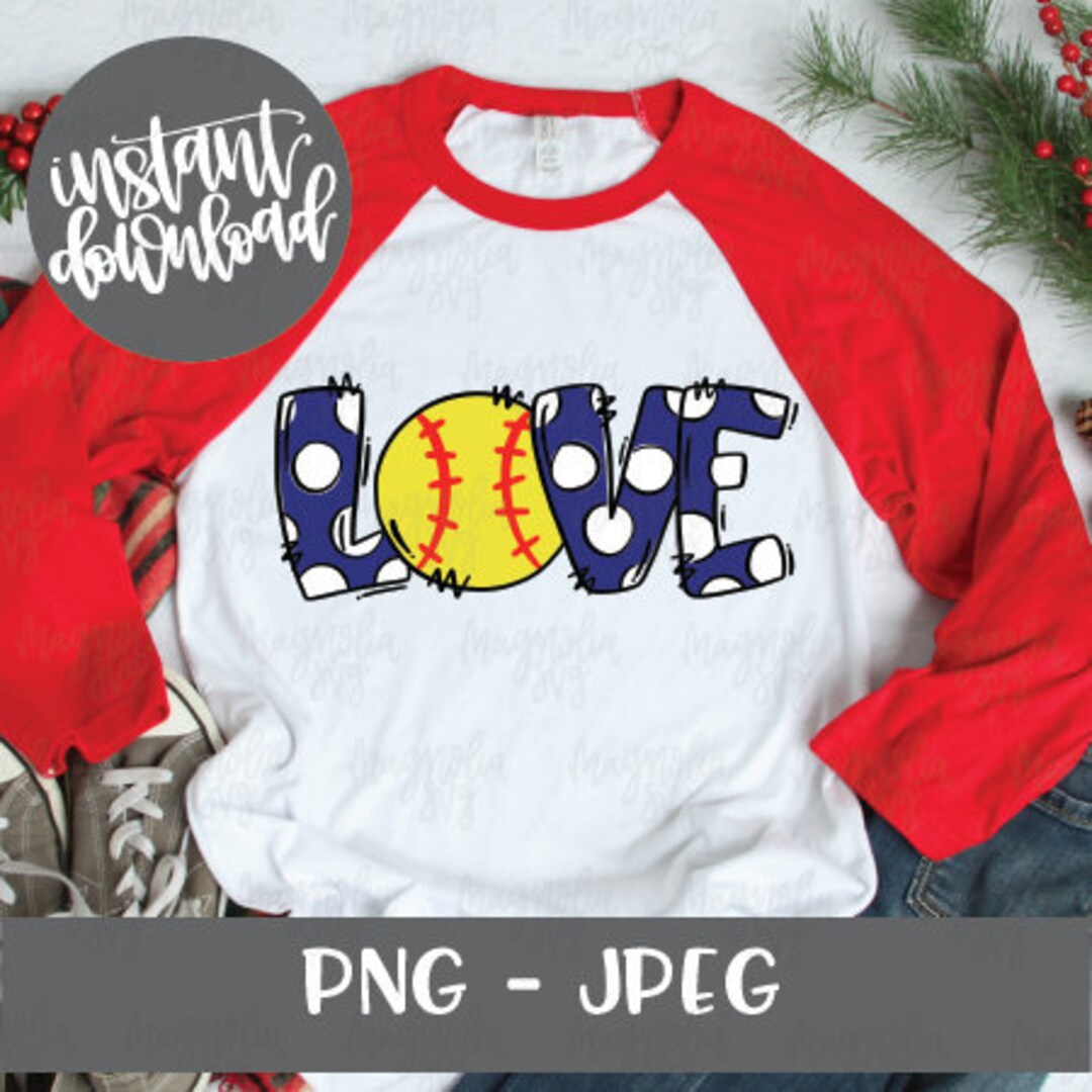 Love Softball Clip Art, Blue Softballball Mom Clip Art, Digital Graphic ...