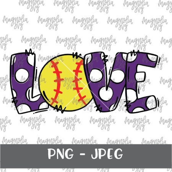 Love Softball Clip Art Purple Softball Mom Clip Art Digital | Etsy